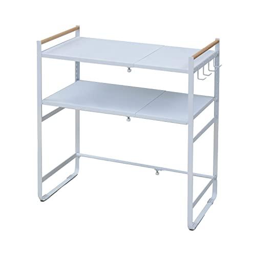 [山善] レンジ上ラック レンジラック 幅伸縮 棚板高さ調節15段階 棚板2枚 フック付き 幅46-73×奥行35.5×高さ70cm 組立品 ホワ : plusa - 通販 - Yahoo ...