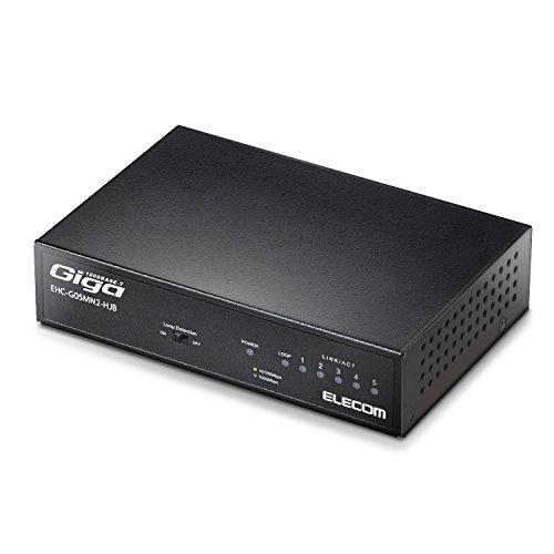 エレコム スイッチングハブ ギガビット 5ポート 金属筐体 マグネット付 電源内蔵 ブラック EHC-G05MN2-HJB ...