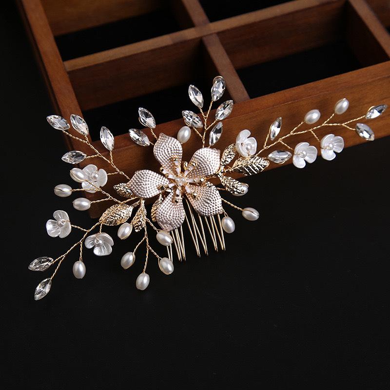 plusnao ヘアコーム コーム レディース 女性 アクセサリー 髪飾り 髪留め まとめ髪 ヘアアレンジ 和装小物 リーフ 葉 フラワー 花 フェイクパール ライン : プラスナオYahoo ...