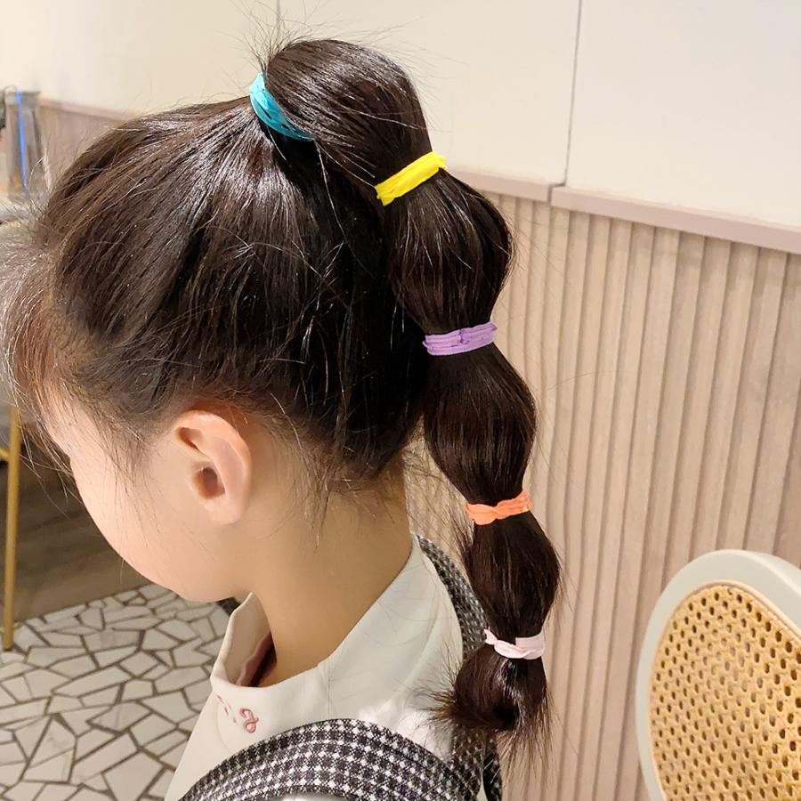 plusnao（プラスナオ） ヘアゴム 髪ゴム 50本セット 子供用 キッズ カラフル 太め ヘアアクセサリー ヘアアレンジ まとめ髪 髪留め ...