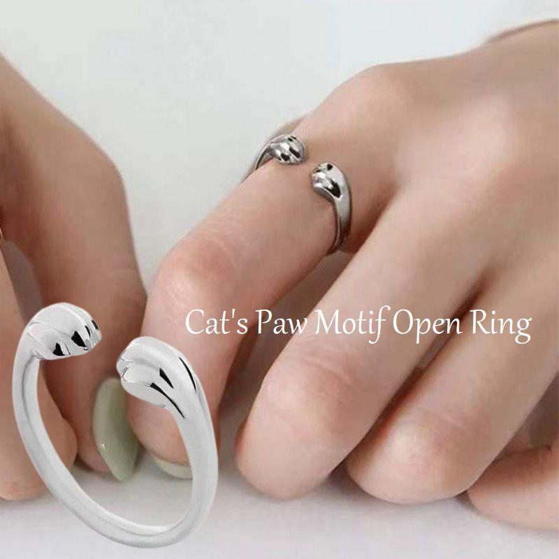 plusnao オープンリング 指輪 ネコ 猫手モチーフ デザインリング レディース アクセサリー 肉球 CAT キャット カジュアルリング 可愛い ユニーク : プラスナオYahoo!店 ...