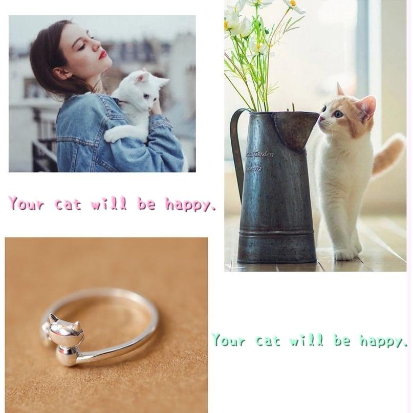 plusnao 指輪 リング 猫 cat オープンリング レディース アクセサリー ジュエリー サイズ調節可能 キャット かわいい シルバーカラー シルエット : プラスナオYahoo!店 ...