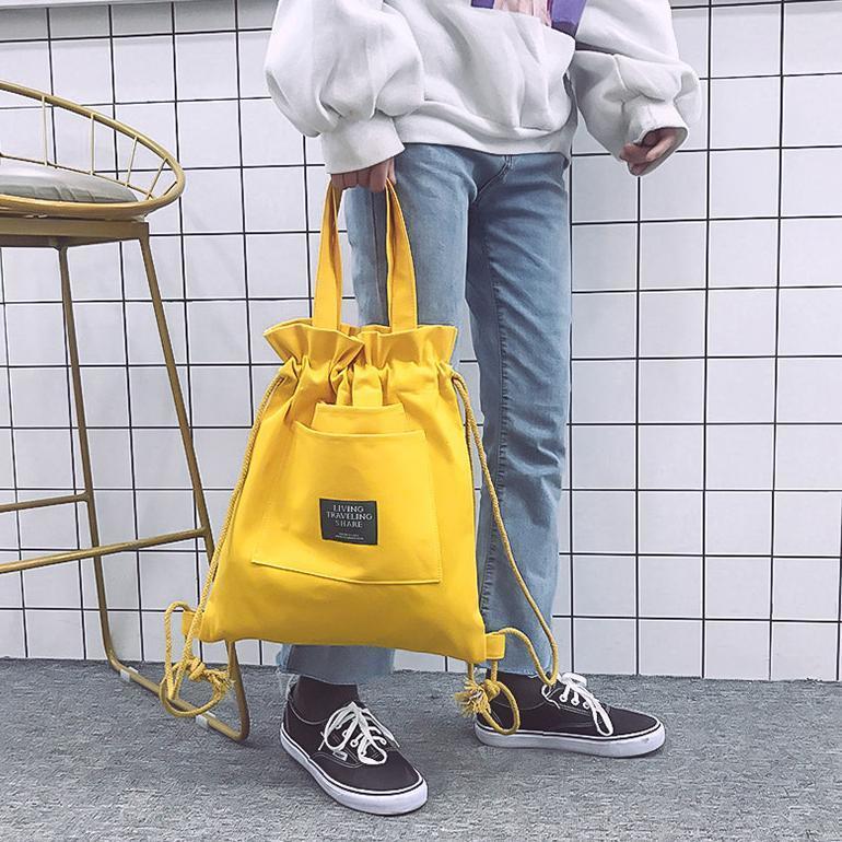 plusnao 2wayバッグ ナップサック トートバッグ 巾着バッグ キャンバス地 レディース 女性 カバン リュックサック 手提げ ポケット ロゴ カジュアル お : プラスナオYahoo ...