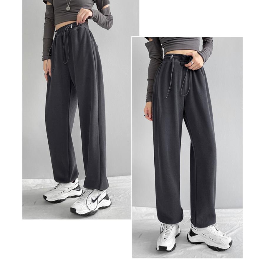 ロングパンツ ドロストパンツ レディース スウェット ボトムス イージーパンツ ドローストリング 大きいサイズ有 ジョガー リブ 単色 長 ...