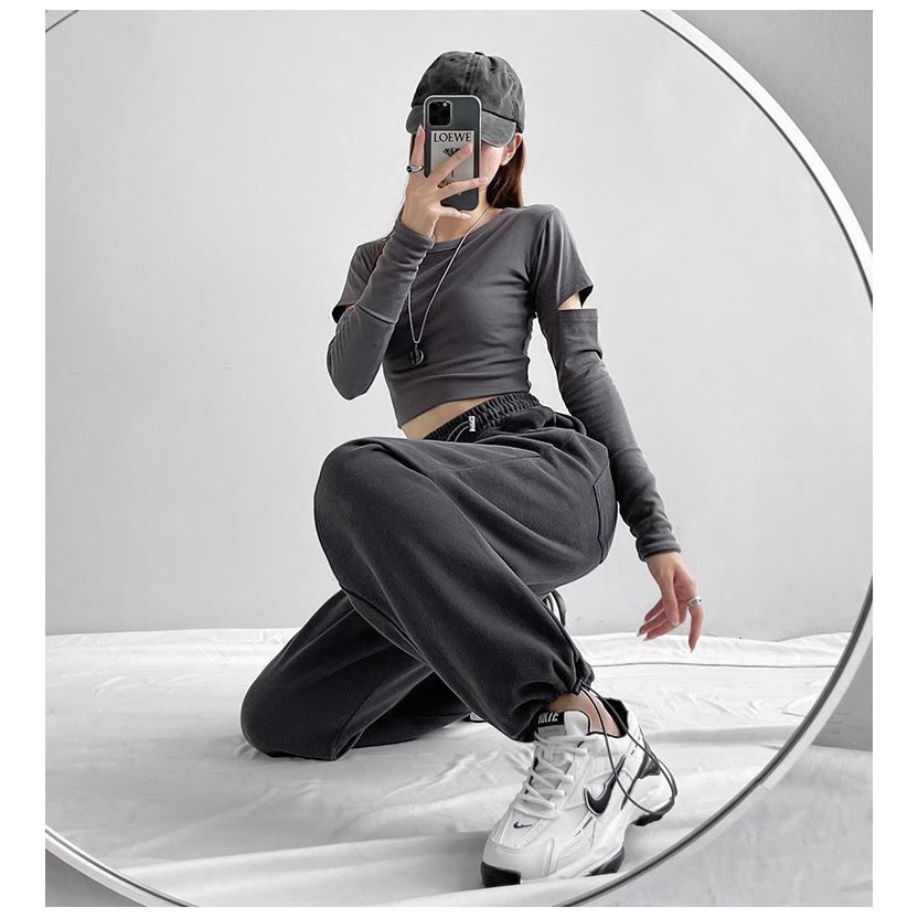 ロングパンツ ドロストパンツ レディース スウェット ボトムス イージーパンツ ドローストリング 大きいサイズ有 ジョガー リブ 単色 長 ...