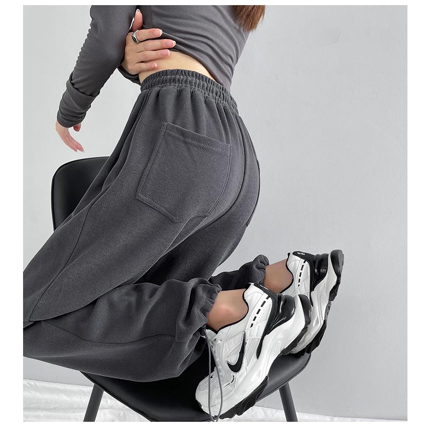 ロングパンツ ドロストパンツ レディース スウェット ボトムス イージーパンツ ドローストリング 大きいサイズ有 ジョガー リブ 単色 長 ...