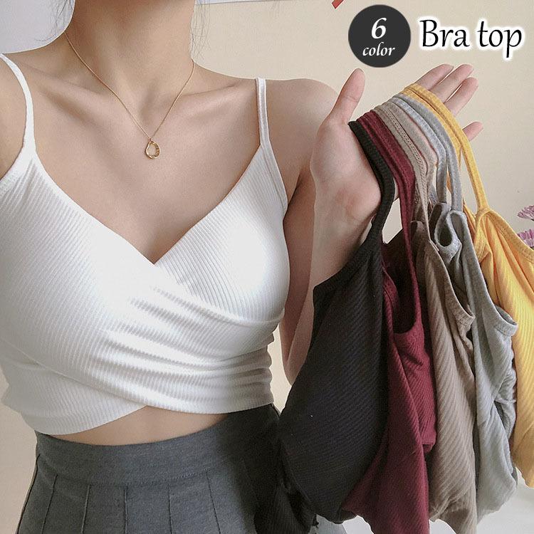 plusnao ブラトップ カップ付き キャミソール インナー 女性下着 レディース カシュクール クロップド丈 ショート丈 リブ 単色 おしゃれ かわいい 肌見せ : プラスナオYahoo ...