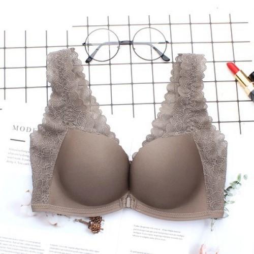 plusnao 3/4カップブラ ブラジャー レディース 女性 下着 インナー アンダーウェア フロントホック 前開き レース 幅広 無地 ベージュ ブラック グレー : プラスナオYahoo ...