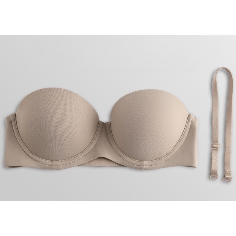 plusnao（プラスナオ） モールドカップブラ レディース インナー 1/2カップ ストラップレス 小胸 ブラジャー 単品 無地 ストラップ取り外し可 2段フック 女性用 下着 : プラス ...