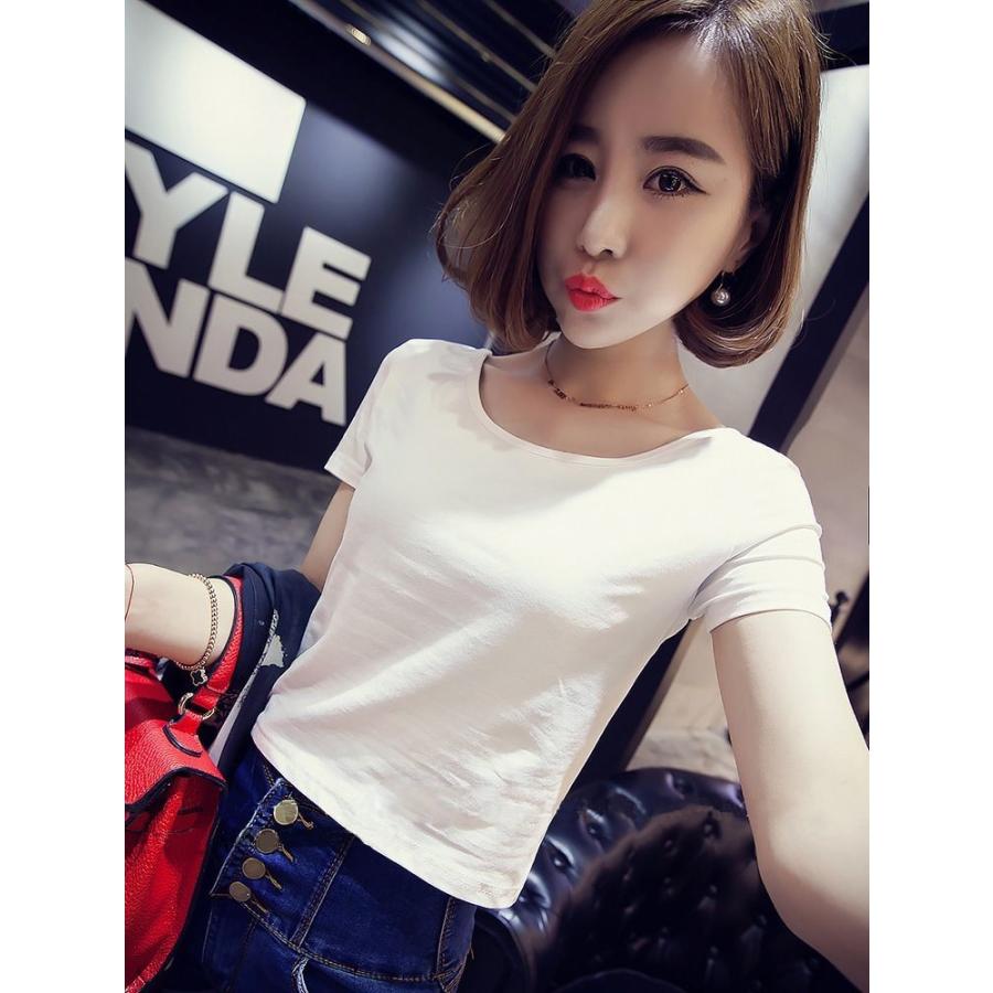 plusnao Tシャツ カットソー プルオーバー 半袖 ラウンドネック クルーネック シンプル 無地 ショート丈 トップス レディース カジュアル : プラスナオYahoo!店 - 通販 ...