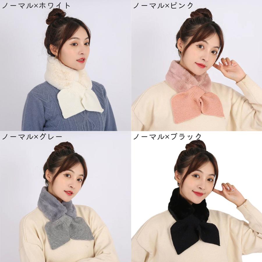 plusnao マフラー レディース 女性 ネックウォーマー フェイクファー ニット もこもこ リボン 防寒 暖かい あったか 冬 おしゃれ かわいい : プラスナオYahoo!店 - 通販 ...