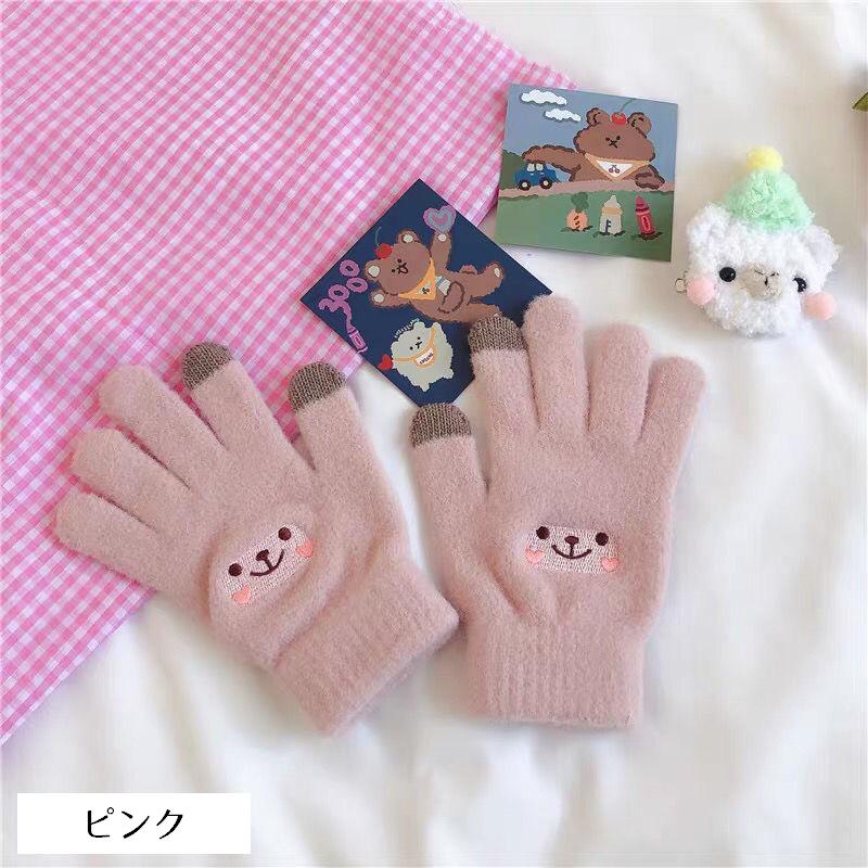 plusnao 手袋 グローブ スマホ対応 レディース 女性 五本指 ニット ふんわり 柔らか あったか かわいい 顔 ロゴ 防寒 おしゃれ 暖かい タッチパネル 手 : プラスナオYahoo ...
