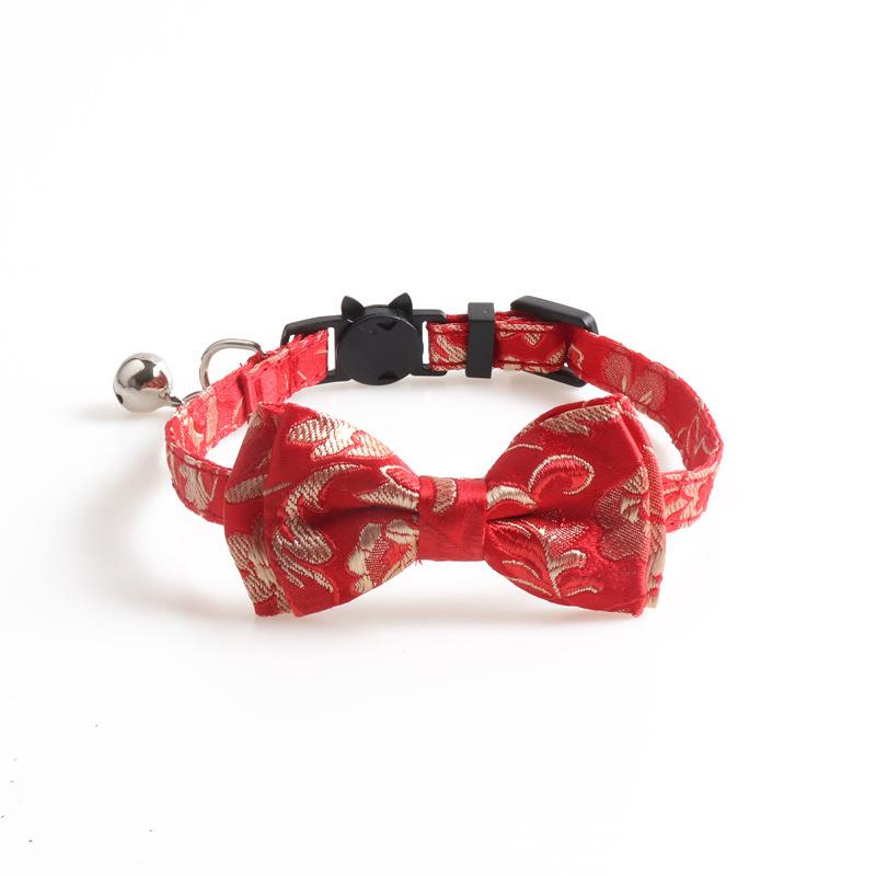 plusnao 猫用首輪 セーフティバックル CATカラー リボン付 くびわ チョーカー 蝶ネクタイ 鈴付き 和柄 チャイナ柄 ねこ 愛猫 ネコ用品 ペットグッズ お : プラスナオYahoo ...
