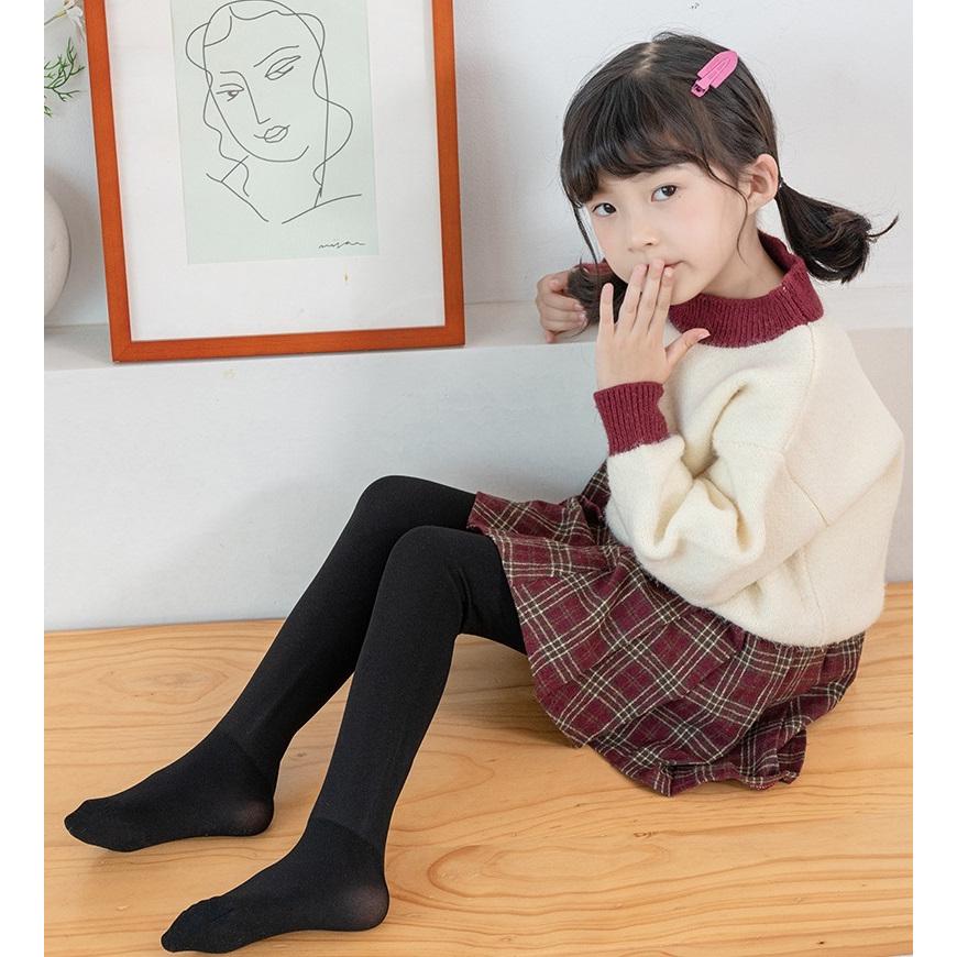 plusnao タイツ キッズ ジュニア 子供用 無地 裏起毛 防寒 暖かい あったか シンプル 子ども用 こども用 レッグウェア ブラック ...