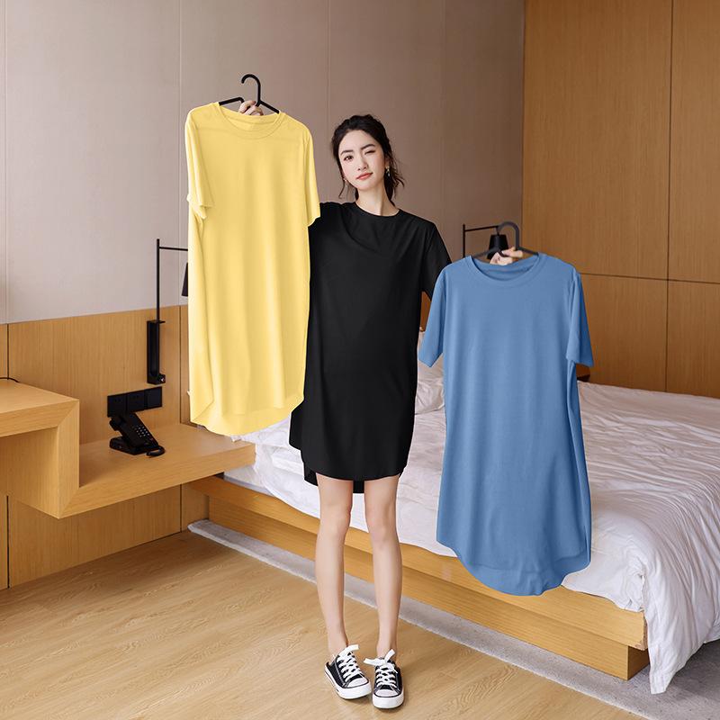 plusnao ワンピース Tシャツワンピース ルームウェア パジャマ レディース 女性 大きいサイズ 半袖 ミニ ショート丈 単色 無地 シンプル かわいい おしゃ : プラスナオYahoo ...