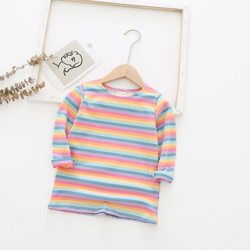 plusnao ワンピース チュニック キッズ 女の子 長袖 ラウンドネック ボーダー 虹色 レインボー カラフル シャツスカート 秋 子供服 可愛い お洒落 80c : プラスナオYahoo ...
