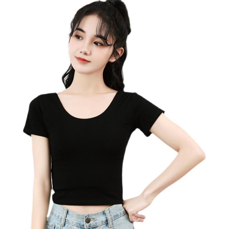 plusnao Tシャツ カットソー 半袖 レディース 女性 女子 トップス ショート丈 ボートネック シンプル 無地 へそ出し おしゃれ 着回し カジュア : プラスナオYahoo!店 ...