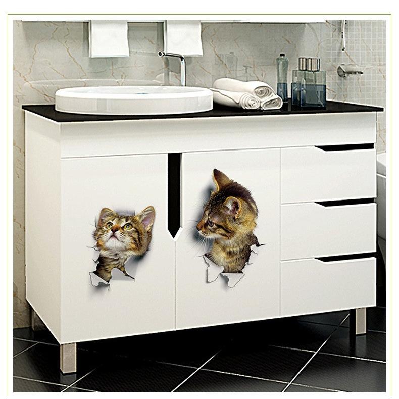 plusnao ウォールステッカー 壁ステッカー 壁紙シール 窓シール シール式 猫 キャット 子猫 3D トリックアート風 だまし絵風 インテリア雑貨 DIY 模様 : プラスナオYahoo ...