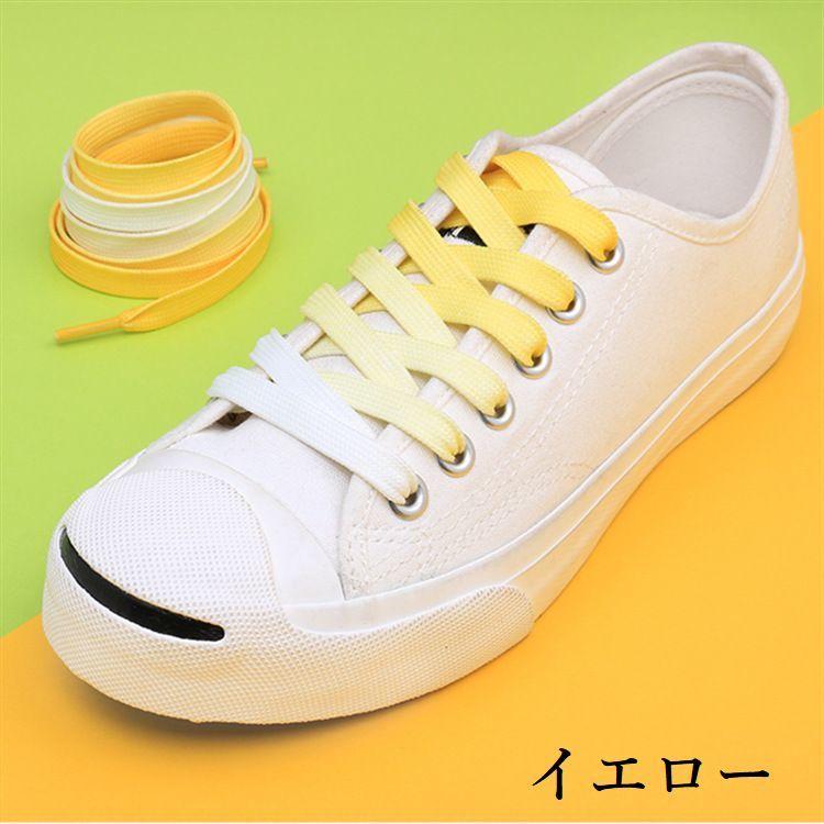 靴紐 靴ひも 平型 平紐 付け替え用 2本セット 1足分 シューレース 交換用 グラデーション フラット スニーカー用 シューズ 運動靴 カジュアル : zak-14344 : プラスナオ ...