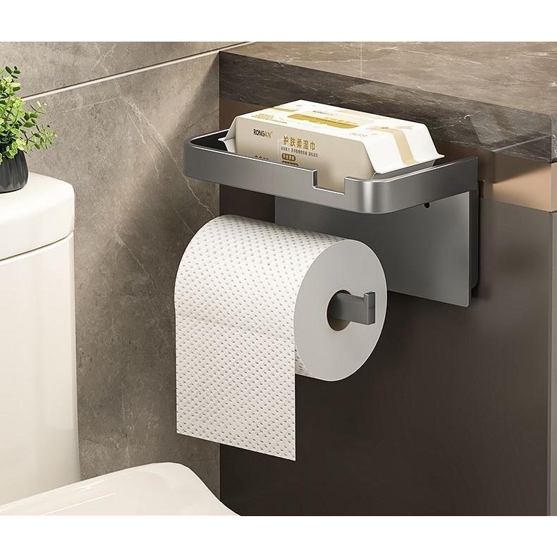 トイレットペーパーホルダー ティッシュホルダー 小物入れ 小物ホルダー 小物置き 携帯置き 一体型 壁面 ウォールラック トイレ 便所 収納用品 整理 :zak-39763-1:プラスナオ ...