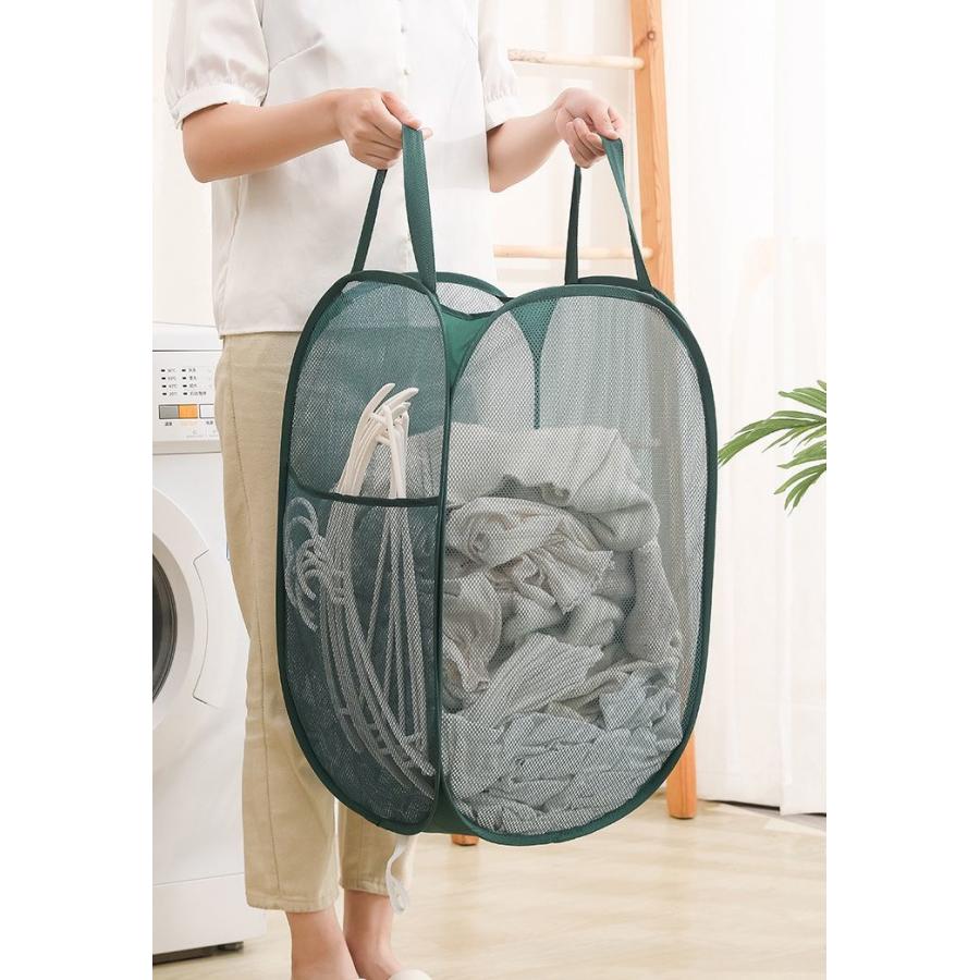 plusnao ランドリーバスケット 縦 横 タテ ヨコ 洗濯カゴ 洗濯かご 折り畳み コンパクト 持ち手付き ポケット付き メッシュ 軽量 通気性 持ち運び 洗濯物 : プラスナオYahoo ...