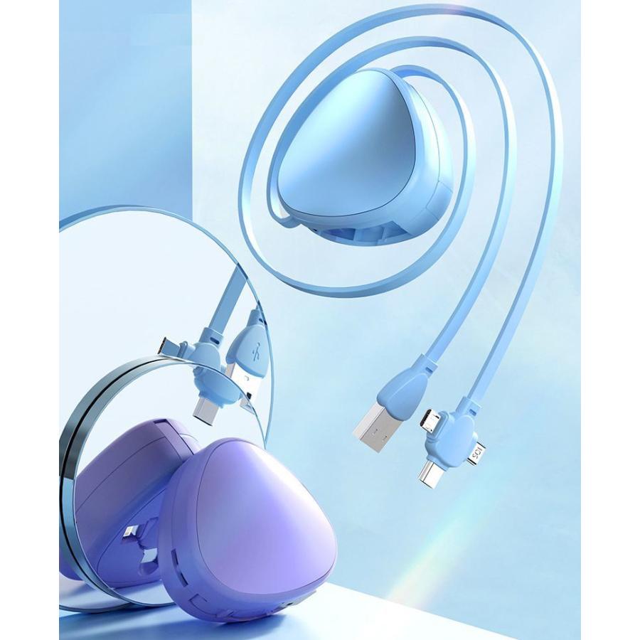 充電ケーブル 3in1 コードリール式 USB 巻き取り iPhone android Type-C スマホ モバイル iOS MicroUSB アン : プラスナオYahoo!店 - 通販 ...