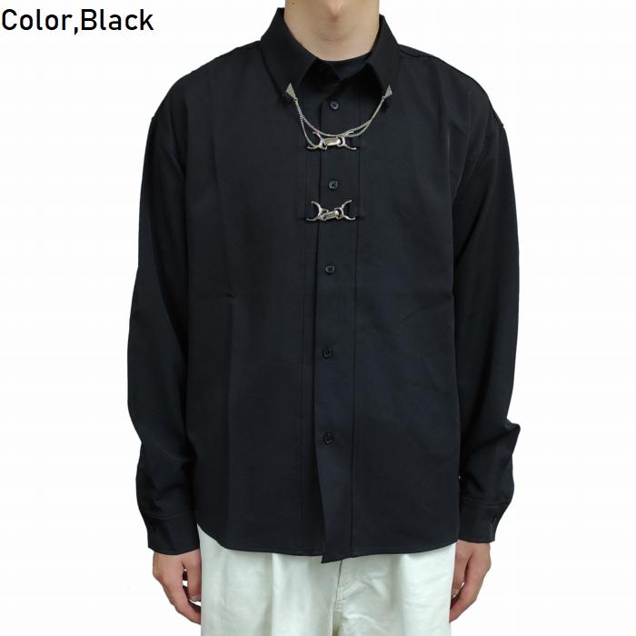長袖シャツ チェーンピット付き 男女兼用 ユニセックス ストレッチ 134705 RINGS PLUSリングス プラス ストリート 韓国ファッション オーバーショルダー ダンス : PLUS ...