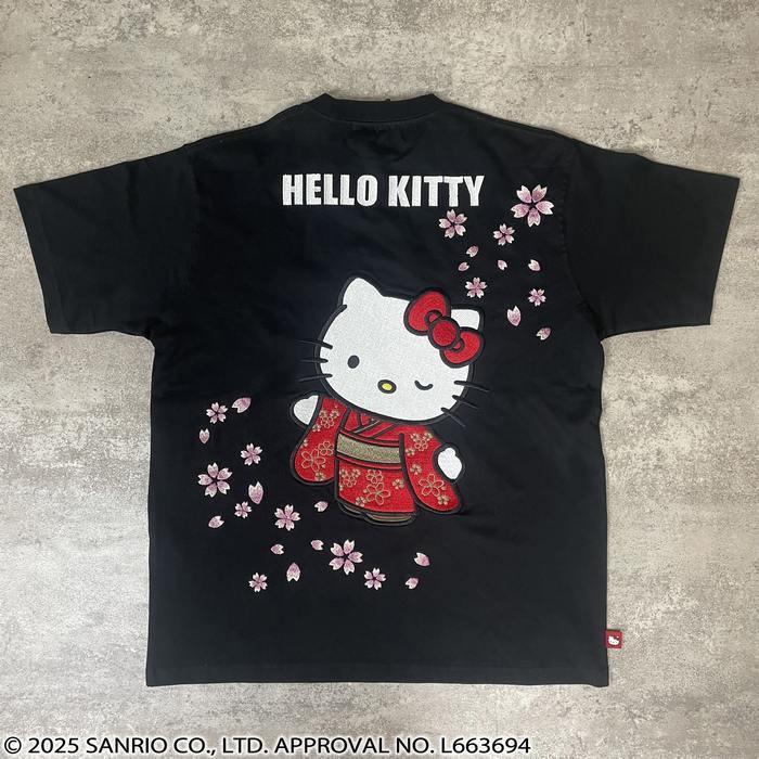 絡繰魂 半袖Tシャツ 着物 ハローキティ 柄 桜 刺繍 254050 × HELLO