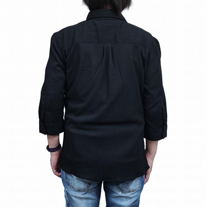 SOMEDIFF 7分袖シャツ サマーリゾート 楊柳生地 66987 サムディフ ストレッチ 清涼感 ブラック 夏におススメ 日焼け防止に ...