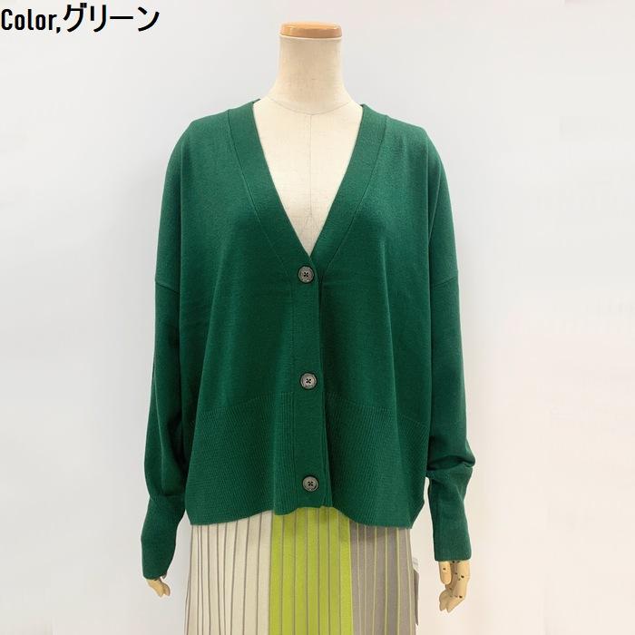 Vネック カーディガン 7330-307-57 Leshy forest ウール混 無地 ニット 丈夫 ボタン ゆったりワイド 万能アイテム お仕事 普段使いにも 春秋冬 : PLUS ...