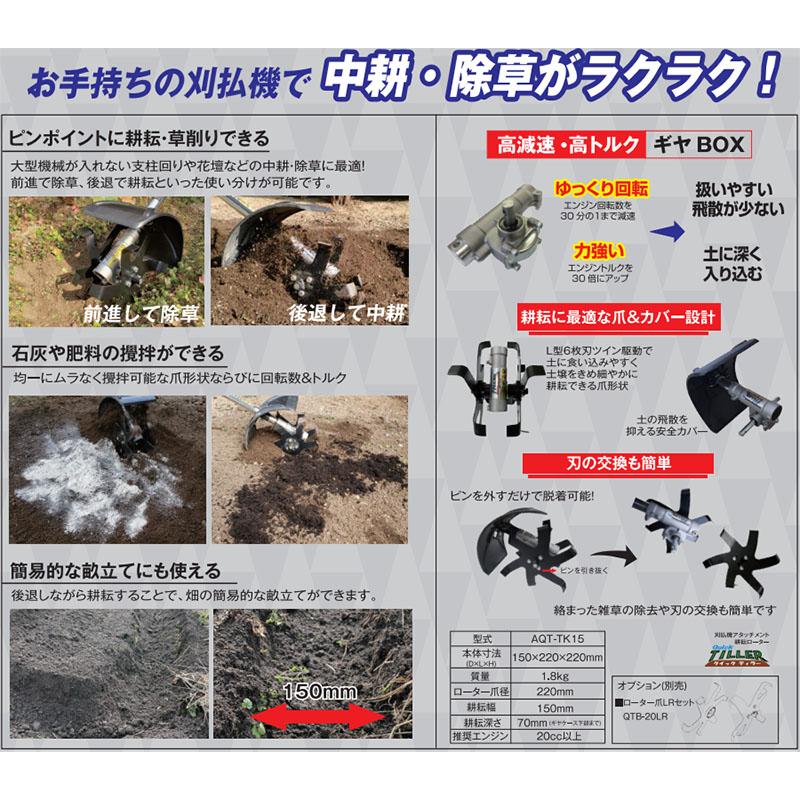 耕耘ローター クイックティラー AQT-TK15 刈払機 アタッチメント アイデック 代引不可 : 914703 : 農業用品販売のプラスワイズ - 通販 - Yahoo!ショッピング