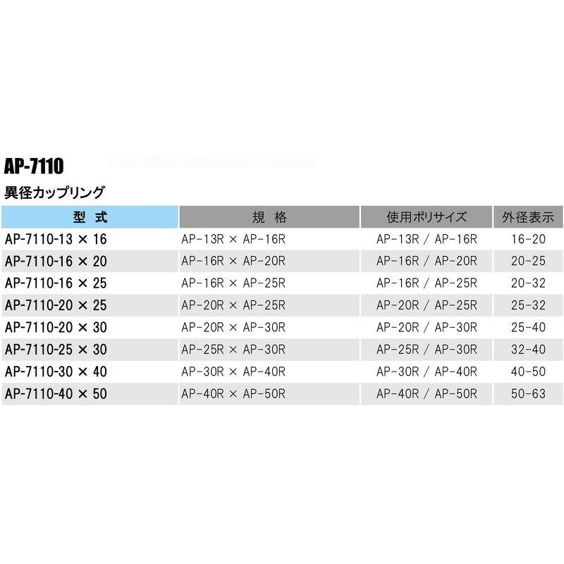 部品 ポリエチレンパイプ継手 異径カップリング AP-30R AP-40R AP-7110-30×40 外径表示 40-50mm オプション ...