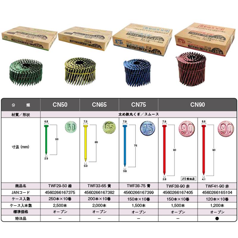 ワイヤ連結釘CN CN65 TWF33-65 2000本 JS A 5508 枠組壁 2x4工法用 トータルファスニング アミD :512340:プラスワイズ建築 - 通販 - Yahoo ...