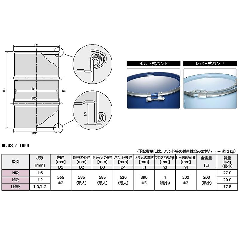 ドラム缶 オープンドラム 200L M級 約585x890 カラー選択 新缶 井S 代引不可 個人宅配送不可 :515351:プラスワイズ建築 ...
