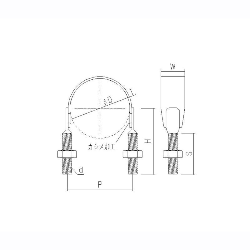 配管支持金物 GP 管用 Uバンド 50A 適合径D60.5 SUS-304 120個入 21700600 野島角清 アミD :563025 ...