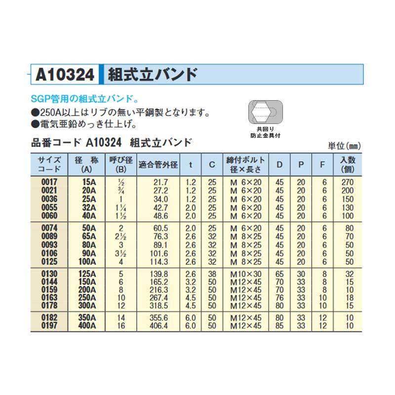立配管金具 組式立バンド 15A 10個入 A10324 0017 配管支持金物 SGP管用 アカギ アミD :582051:プラスワイズ建築 ...