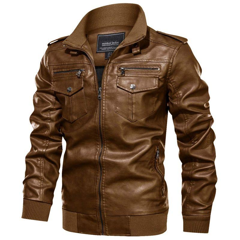 KEFITEVD メンズ バイクジャケット 合皮 大きいサイズ パイロットジャンパー ゆったり 春用 カーゴジャケット スタンドカラー 作業 : 20230815205323-00788 ...