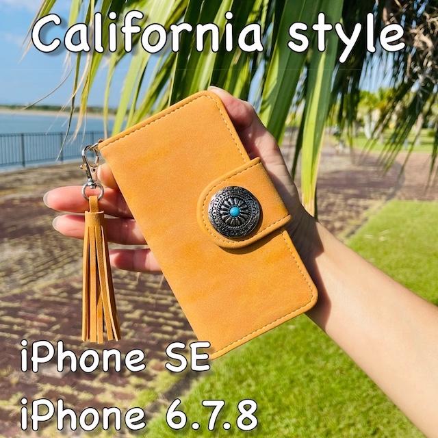 iPhone SE/8/7/6S/6 レザーケース☆フリンジストラップ/スエード&コンチョ☆アイフォン手帳型カバー☆送料無料☆ : sekya ...