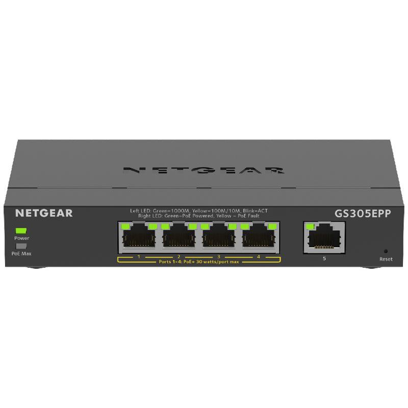 NETGEAR GS305EPP-100JPS SOHO/ 家庭向けPoE+対応 (120W) ギガビット5ポートアンマネージプラススイッチ ...