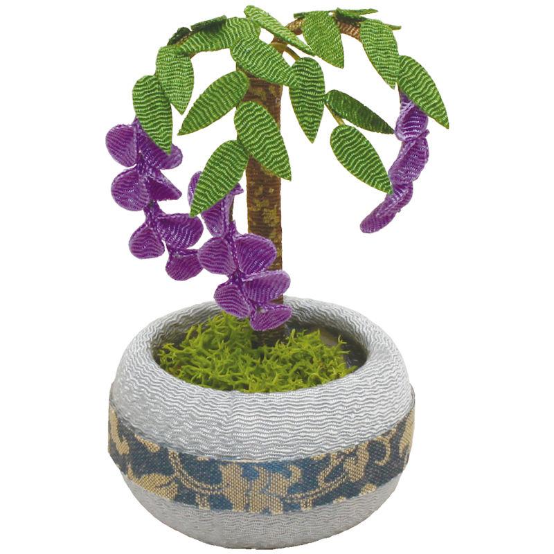 季節の鉢植え ミニ 5月 藤 手作りちりめん細工 なごみの和雑貨 季節の鉢植え ミニ 5月 藤 手作りちりめん細工 なごみの和雑貨