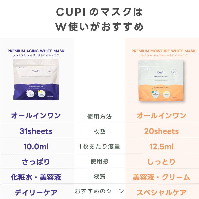 【20枚入】 冬におすすめしっとりパック CUPIプレミアム モイスチャーホワイトマスク フェイスパック オールインワン 大容量 シートマスク 大容量パック : POLYVALENT公式ストア ...