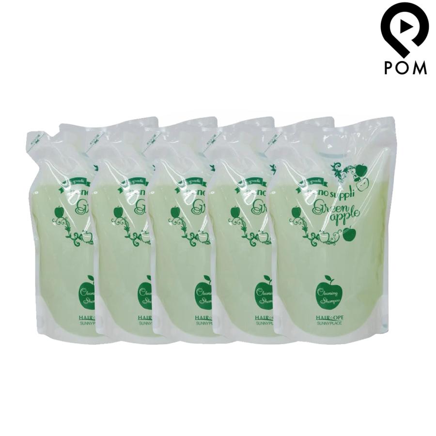 SUNNY PLACE（サニープレイス） 5点セット ナノサプリ クレンジング シャンプー グリーンアップル 800mL 詰め替え : pom ...