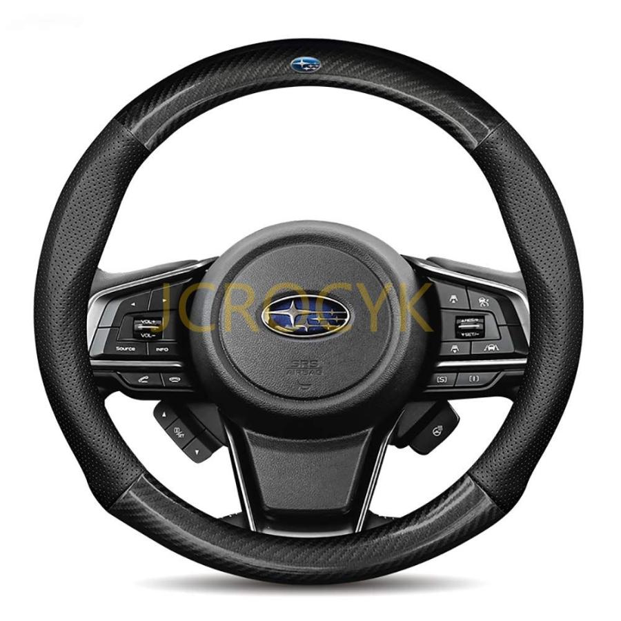 スバル BRZ ステアリングカバー ハンドルカバー WRX STI レガシィ フォレスター レヴォーグ エクシーガ XV B4 G4 本革 内装品 高級 牛革 専車ロゴ : JCROCYK ...