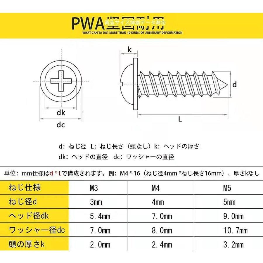 215本入 セルフタッピングねじ ネジセット 黒 タッピングネジ M3 M3.5 M4 M5 十字穴付きボルト 丸頭 ネジ釘 パンタッピングねじ PWA ねじ 収納ボックス付き ...