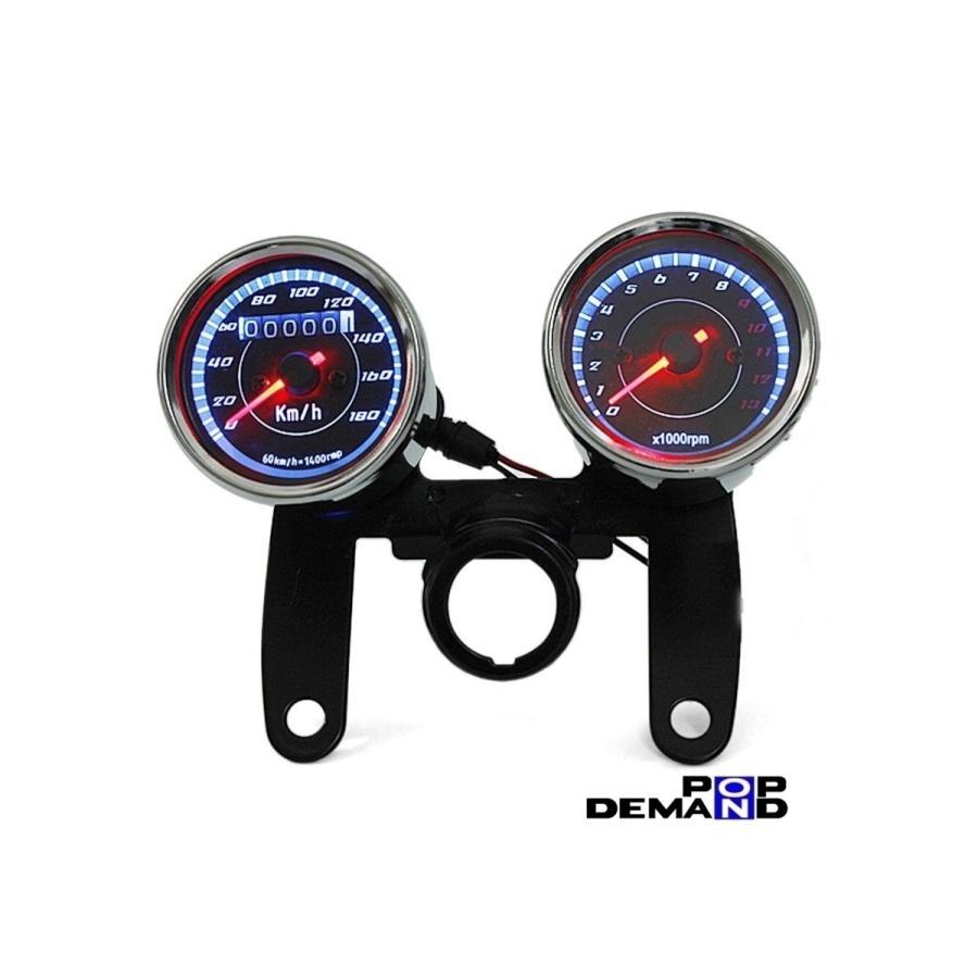 送料無料 汎用 Ver.1 メッキ ブルー LED メーターセット スピード・タコ一式 APE エイプ APE DX APE タイプD CB50 CB50JX CB50S :v1mm40 ...