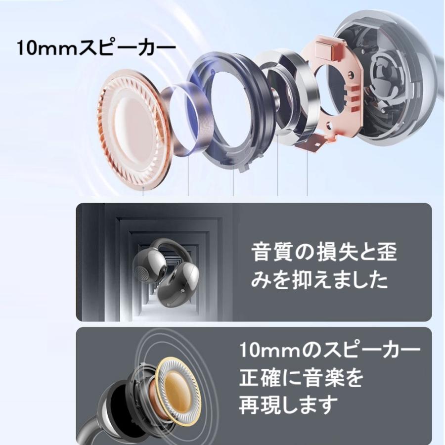 HTC イヤホン イヤーカフ ワイヤレス Bluetooth 6.0 HTC オープンイヤー 耳を塞がない ノイズキャンセリング ランニング ...