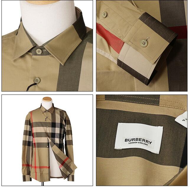 バーバリー／BURBERRY "ウーヴンコットンポプリンシャツ"バーバリーチェック長袖レギュラーシャツ・スリムフィット (アーカイブベージュ ...