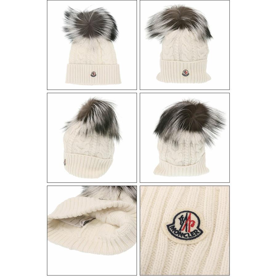 モンクレール／MONCLER "BERRETTO"ポンポンファー付き ロゴニットキャップ・ニット帽(ホワイト) 9Z703 01 A9328 002／WHITE／H2 : mon-9z703 ...