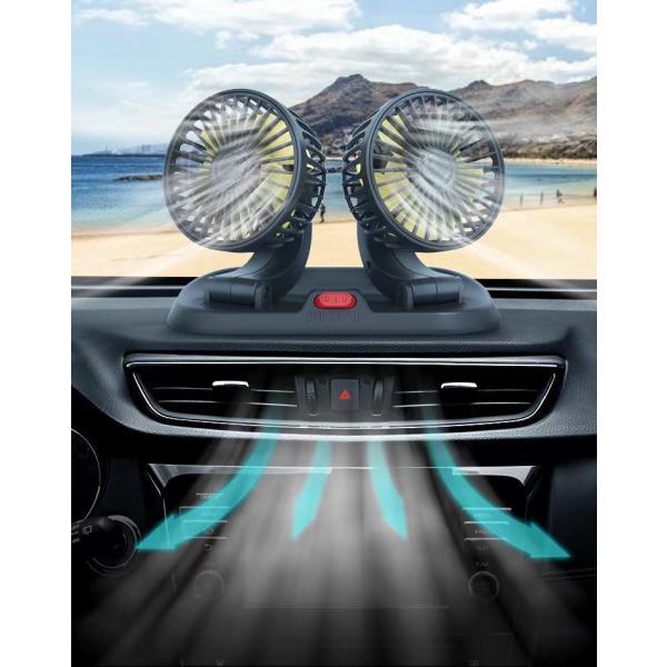 車用 扇風機 ツインファン ダブルファン 360度角度調整可 風量2段階調整 USB電源 しっかり強風 カーファン 冷房対策 家庭 車内 両用 省エネ : POSSFAST - 通販 ...