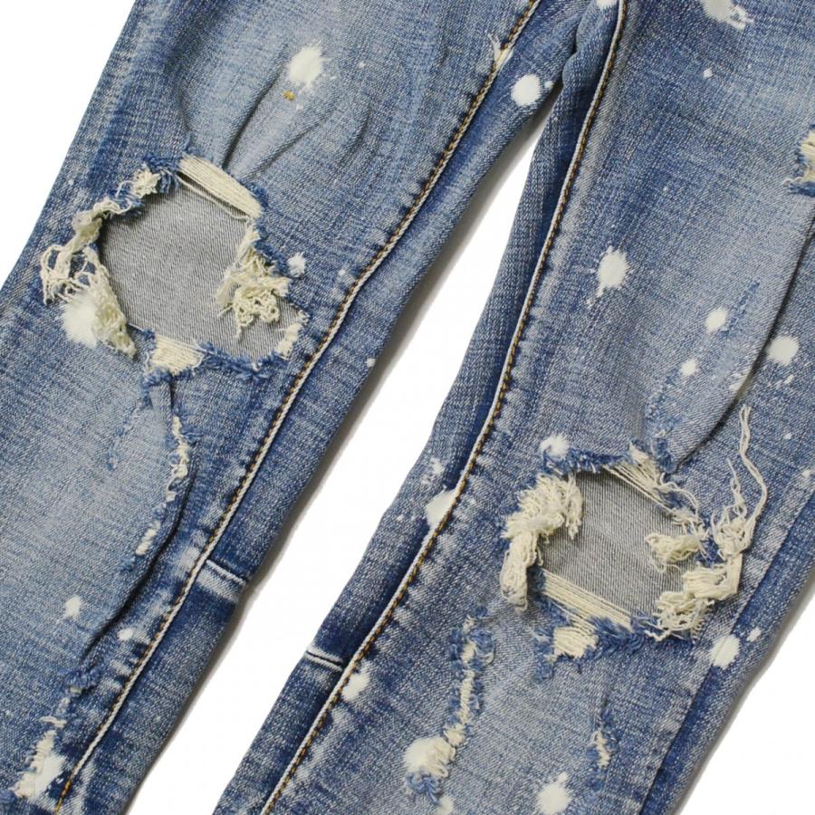 ミニマル mnml M1 DENIM STRETCH SPLASH/スプラッシュ デニム パンツ クラッシュ ダメージ リペア ...